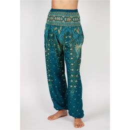PAIGH Damen Haremshose, gr&uuml;n, Gr. XS, mehrfarbig, 100% Viskose, Hosen, mit bequemem Dehnbund