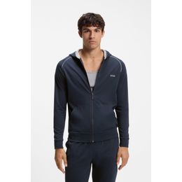 BOSS Herren Kapuzensweatjacke "Mix&Match Jacket H", Gr. M, blau, Sweatware, Obermaterial: 95% Baumwolle, 5% Elasthan, unifarben mit Farbeinsatz,