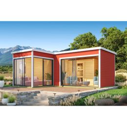 Lasita Maja Gartenhaus &raquo;DOMEO&laquo; rot Massivholz Fu&szlig;boden im Gartenhaus, ohne Dacheindeckung
