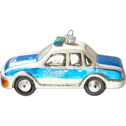 Christbaumschmuck &raquo;CBK90201, Weihnachtsdeko, Christbaumschmuck&laquo; Polizeiauto aus Glas silber Glas Einheitsgr&ouml;&szlig;e