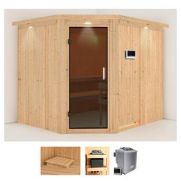 Karibu Sauna &raquo;Marit&laquo; Set, Ofen 9 kW Bio externe Strg easy beige Bio-Kombiofen, externe Steuerung, 9 kW