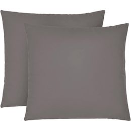 Biberna Kissenbezug &raquo;Michi Feinjersey mit Rei&szlig;verschluss&laquo; verschiedene Gr&ouml;&szlig;en, Feinjersey Kissenh&uuml;lle aus 100% Baumwolle grau Feinjersey, Obermaterial: 100% 