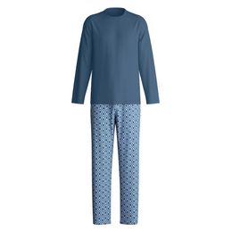 Calida Damen Schlafanzug "Relax Streamline 3", Gr. XXLatlantic blau, Interlock, Obermaterial: 100% Baumwolle, Homewear-Sets, Langarm-Shirt mit