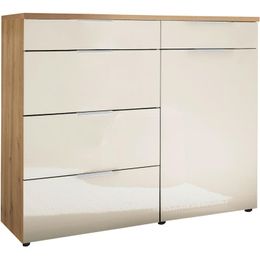 Wiemann Kombikommode &raquo;Como&laquo; vormontiert beige Floatglas, Holzwerkstoff, Metall B/H/T: 100cm x 91,2cm x 43cm, 5 Stk., 1 Stk.