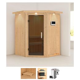 Karibu Sauna &raquo;Nanna&laquo; Set, 3,6-kW-Bio-Plug & Play Ofen mit externer Steuerung beige Bio-Kombiofen, externe Steuerung, 3,6 kW