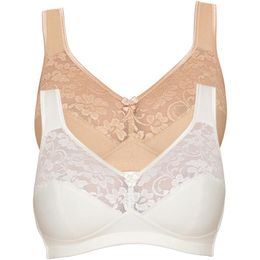SuSa Damen B&uuml;gelloser BH &raquo;Basic&laquo; Spitze, gen&auml;hte Cups, Baumwollmix, elastisch, BH-Set beige 90, Cup C