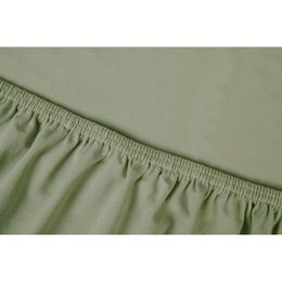 Kayori Spannbettlaken &raquo;Edo&laquo; Bio-Baumwolle gr&uuml;n Mako-Satin, Obermaterial: 100% Baumwolle B/L: 140cm x 210cm, 1 Stk., Mako-Satin, 140x200-210 35cm