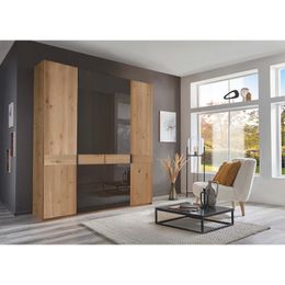 Wiemann Kleiderschrank &raquo;Cardiff&laquo; inkl. T&uuml;rd&auml;mpfung braun Floatglas, Hartfaserplatte, Holzwerkstoff, Massivholz Bianco-Eiche-Nachbildung, B/H/T: 