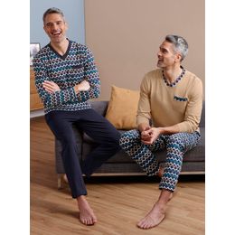 w&auml;schepur W&Auml;SCHEPUR Herren Schlafanzug, Gr. 56, bunt, 100% Baumwolle, Homewear-Sets