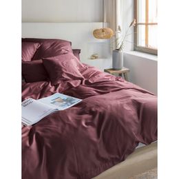 Irisette Bettw&auml;sche &raquo;Premium Satin Bettw&auml;sche Paris&laquo; 2 hochwertige Uni Premium Bettw&auml;sche mit Rei&szlig;verschluss, 100% Baumwolle rot Mako-Satin, Obermaterial: 100%
