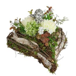 OTTO home Kunstblume &raquo;Gesteck mit Chrysanthemen, Allium und Engel im Pflanz-Herz&laquo; Florales Herzgesteck mit wei&szlig;en Kunstblumen und Engel B/H/L: 25cm x 