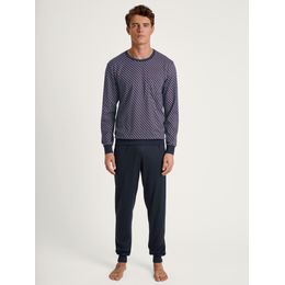 Calida Herren Pyjama "Relax Imprint", Gr. S, rot, Single Jersey, Obermaterial: 100% Baumwolle, gemustert, unifarben mit Farbeinsatz, Homewear-Sets,
