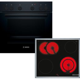 Bosch Elektro-Herd-Set &raquo;HEFO10BA1&laquo; mit Teleskopauszug nachr&uuml;stbar 3D-Hei&szlig;luft: Gleichm&auml;&szlig;ige Hitze f&uuml;r perfekte Ergebnisse schwarz HiLightkochzonen mit