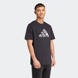 Herren T-Shirt "CAMO LOGO GRAFIK", schwarz, Gr. M, adidas Sportswear, Obermaterial: 100% Baumwolle, Shirts, Print T-Shirt, aus Baumwoll-Jersey