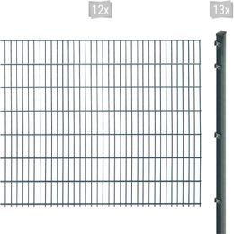 Arvotec Doppelstabmattenzaun &raquo;EXCLUSIVE 143 zum Einbetonieren&laquo; Zaunh&ouml;he 143 cm, Zaunl&auml;nge 2 - 60 m grau Kunststoff, Stahl H/L: 143cm x 24m, Pfosten: 13 Stk.
