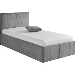 Westfalia Schlafkomfort Polsterbett grau Bezug. Hochwertiger Breitcord, 100% Polyester pflegeleicht, Polsterung: Polsterwatte, Material Gestell: gepolsterter Holzwerkstoff, 