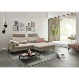 Die PlanBar Ecksofa &raquo;ZE-EM20028 L-Form, Breite 248 cm&laquo; wahlweise mit Kopfst&uuml;tzen und Sitztiefenverstellung beige 95% Polyester;5% Nylon B/H/T: 248cm x