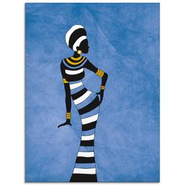 Artland Glasbild &raquo;Afrikanische Frau&laquo; Frau 1 Stk. tlg. in verschiedenen Gr&ouml;&szlig;en blau B/H/T: 45cm x 60cm, Glasbild Frau Hochformat, 1 Stk.
