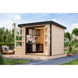 Karibu Gartenhaus &raquo;Jupiterino 3, in verschiedenen Farben&laquo; beige Massivholz ohne Fu&szlig;boden, Blechdach