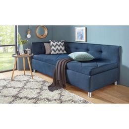 Maintal Polsterliege mit Seiten- und R&uuml;ckenteil blau Holzwerkstoff Struktur (100% Polyester) Holzwerkstoff Seitenteil links, Liegefl&auml;che B/L: 90cm x 200cm 