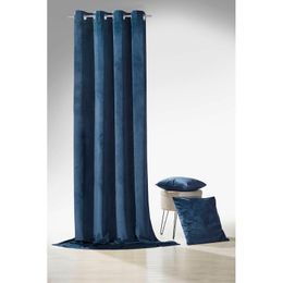 Weckbrodt-Gardinen Vorhang &raquo;Valentin&laquo; &Ouml;sen 1 Stk. tlg. Velour, Samt-Optik, blickdicht, Unifarben, Gardine, Store blau Sabl&eacute;, Polyester 245cm, &Ouml;sen, 135cm