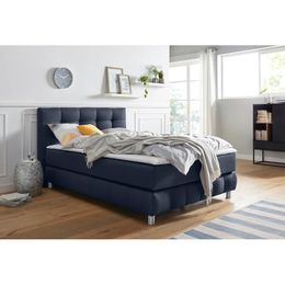 Home Affaire Boxspringbett &raquo;Salo&laquo; incl. Topper, 6 Breiten, 2 H&auml;rtegrade, TFK auch in H&auml;rtegrad 4 blau Struktur (100% Polyester);Bezug der 