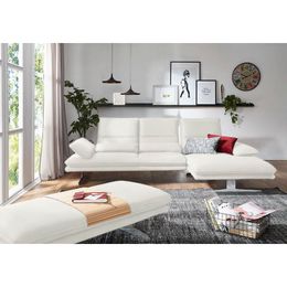 W.Schillig Ecksofa &raquo;broadway, Designsofa mit tollem Sitzkomfort&laquo; Sitztiefenverstellung, Kopfteil- & Seitenteilverstellung, Breite 291cm wei&szlig; Longlife 