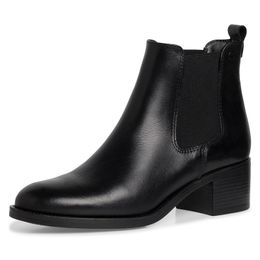 Tamaris Damen Chelseaboots Blockabsatz, Stiefelette, Schlupfschuh in schmaler Form schwarz 38