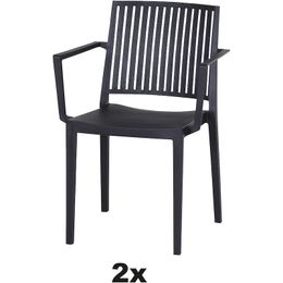 siena GARDEN Gartensessel &raquo;Lane 2er Set Stapelsessel anthrazit&laquo; Set, 2 Stk. tlg. Gestell, Polypropylen/Glasfaser schwarz B/H/T: 57cm x 82cm x 56cm