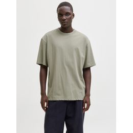 Jack & Jones JACK & JONES Herren Oversize-Shirt "JJEBRADLEY Oversize T-Shirt mit klassischem Rundhalsausschnitt", gr&uuml;n, Gr. S, unifarben, Jersey, Obermaterial: