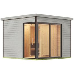 Weka Saunahaus &raquo;412&laquo; grau Saunaofen, externe Steuerung, 9 kW