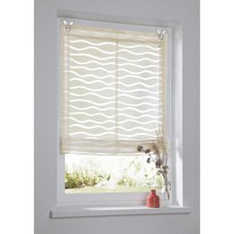 Kutti Raffrollo &raquo;Enya&laquo; mit Hakenaufh&auml;ngung ohne Bohren freih&auml;ngend Montage ohne Bohren, incl. Fensterhaken beige Ausbrenner, Obermaterial: 65% Baumwolle, 35