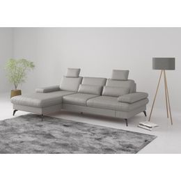 Sit & More sit&more Ecksofa &raquo;Morris L-Form, inkl. Sitztiefenverstellung&laquo; wahlweise mit Armteilverstellung, Schlaffunktion & Bettkasten grau B/H/T: 275cm x 82cm x