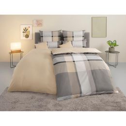 Tom Tailor HOME Bettw&auml;sche &raquo;Lenny in Gr. 135x200 oder 155x220 cm&laquo; 3 Stk. mit GRATIS-Zugabe: Kissenh&uuml;lle 1tlg., in Biber und Renforc&eacute; erh&auml;ltlich beige 