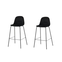 Barhocker &raquo;Polar, 2er-Set Barhocker in Schwarz-Samt, luxuri&ouml;s, 150 kg belastbar&laquo; 2 Stk. tlg. Tresenstuhl, weicher Bezug, schwarze Metallbeine, 