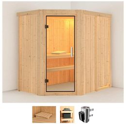 Karibu Sauna &raquo;Swantje&laquo; Set, Ofen 3,6 kW intgr. Strg beige Saunaofen, integrierte Steuerung, 3,6 kW
