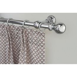 Garesa Gardinenstange &raquo;ANDREA&laquo; &Oslash; 20 mm 1 l&auml;ufig-l&auml;ufig Wunschma&szlig;l&auml;nge Vorhanggarnitur, verl&auml;ngerbar, Endknopf Kugel lang, mit Ringen grau Metall B/L: 