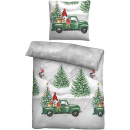 Biberna Bettw&auml;sche &raquo;0004102&laquo; 2 Stk. wohlig warm + weich, pflegeleicht, 100% Baumwolle, Rei&szlig;verschluss grau Feinbiber, Obermaterial: 100% Baumwolle B/L: 135cm 