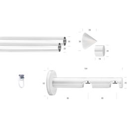 Garesa Gardinenstange &raquo;WHITE&laquo; &Oslash; 20 mm 2 l&auml;ufig-l&auml;ufig Wunschma&szlig;l&auml;nge Vorhanggarnitur, Innenlauf, verl&auml;ngerbar, Wandmontage, Endknopf Spitze wei&szlig; Eisen