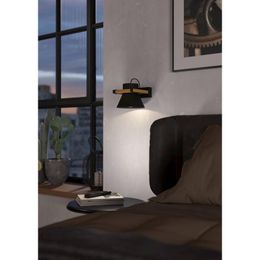Eglo Wandleuchte &raquo;MACCLES Wandlampe, Stahl und Holz, Wohnzimmerlampe, Flurlampe, Lampe&laquo; E27 1 Stk. aus schwarzem Metall und nat&uuml;rlichem Holz, f&uuml;r Wand