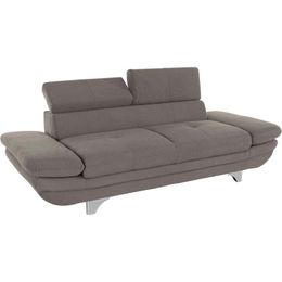 COTTA Polstergarnitur &raquo;Enterprise&laquo; Set, Set bestehend aus: 2-Sitzer mit Kopfteilverstellung & Hocker grau B/H/T: 214cm, Struktur fein,mit 