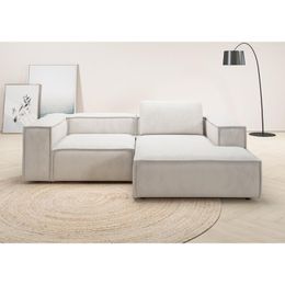 Home Affaire Ecksofa &raquo;Watertown, kompakte L-Form, 246 cm breite f&uuml;r kleinere R&auml;ume&laquo; modernes Ecksofa mit Feincordbezug, platzsparend & bequem wei&szlig; 95%
