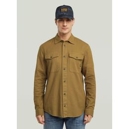 G-Star Raw G-STAR Herren Langarmshirt "Marine Slim Hemd", braun, Gr. L, Obermaterial: 50% Baumwolle, 50% Baumwolle, Shirts