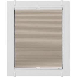 SUNLINES Plissee energiesparend ohne Bohren verspannt verspannt mit Simply-Fix Klemmtr&auml;ger, Wabenplissee beige Obermaterial: 100% Polyester 75cm, 58cm