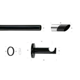 Garesa Gardinenstange &raquo;BLACK&laquo; &Oslash; 20 mm 1 l&auml;ufig-l&auml;ufig Wunschma&szlig;l&auml;nge Vorhanggarnitur, verl&auml;ngerbar, Endknopf abgeschr&auml;gt 2-farbig schwarz Eisen B/L: 