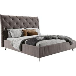 Home Affaire Polsterbett &raquo;Maxime, in 4 Breiten bis 200cm, auch in Leder&laquo; Kopfteilh&ouml;he 143 cm, belastbar bis 280 kg, auch in &Uuml;berl&auml;nge 220cm grau 100% 
