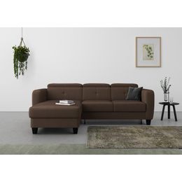 Sit & More sit&more Ecksofa &raquo;Belluci L-Form&laquo; inklusive Federkern, wahlweise mit Schlaffunktion und Bettkasten braun B/H/T: 247cm x 85cm x 170cm, Luxus-Microfaser