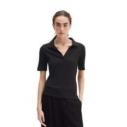 Marc O'Polo Marc O'polo Damen Marc O'Polo Poloshirt Pointelle slim mit TENCEL Modal schwarz XL