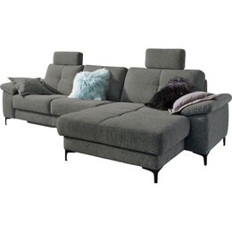 3C Carina Ecksofa &raquo;Burnaby bequem und modern, L-Form&laquo; 2 Kopfst&uuml;tzen, optional mit Schlaf- und motorischer Relaxfunktion grau Chenille-Optik (59, 7% 
