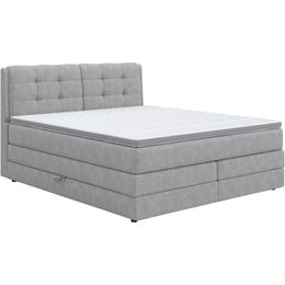 COTTA Boxspringbett &raquo;Fort II, in verschiedenen Breiten erh&auml;ltlich - auch als Familienbett!&laquo; inkl. Bettkasten und Topper grau 100% POLYESTER (PES) 